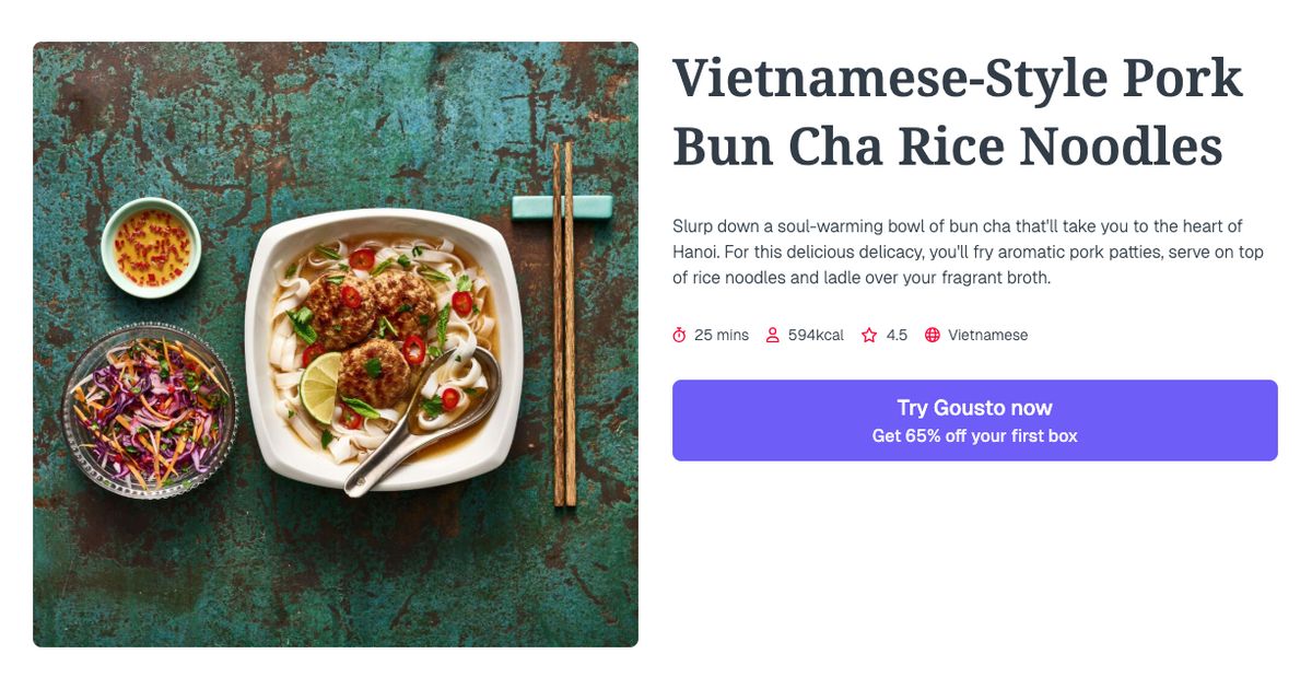 Vietnamese-Style Pork Bun Cha Rice Noodles (25 mins) | Gousto Recipe Search