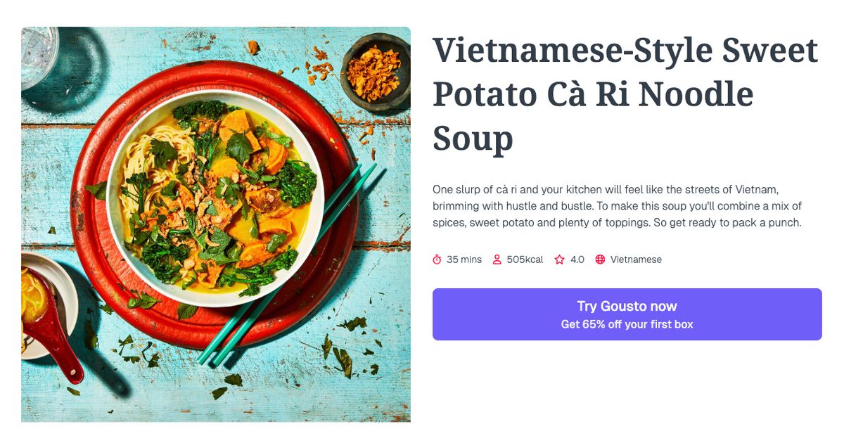 Vietnamese-Style Sweet Potato Cà Ri Noodle Soup (35 mins) | Gousto ...