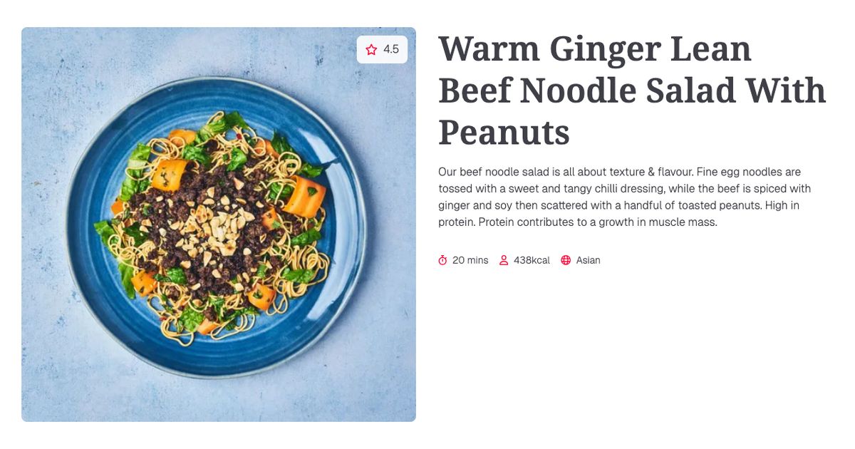 Warm Ginger Lean Beef Noodle Salad With Peanuts (20 mins) | Gousto ...