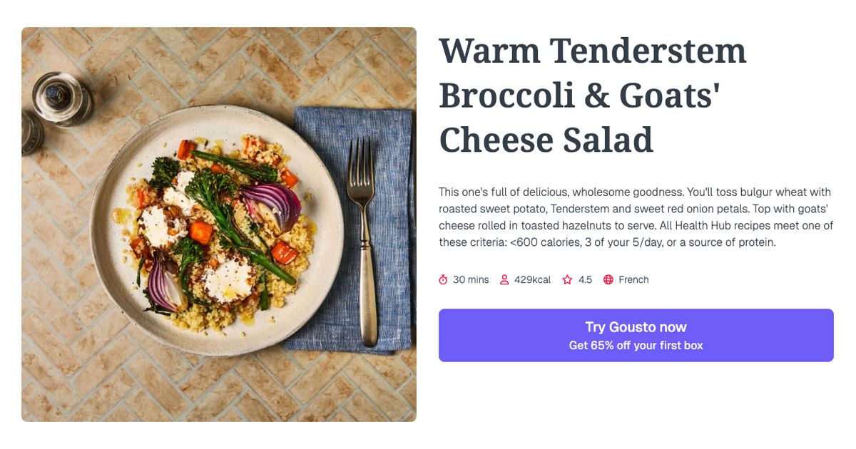 Warm Tenderstem Broccoli & Goats' Cheese Salad (30 mins) | Gousto ...