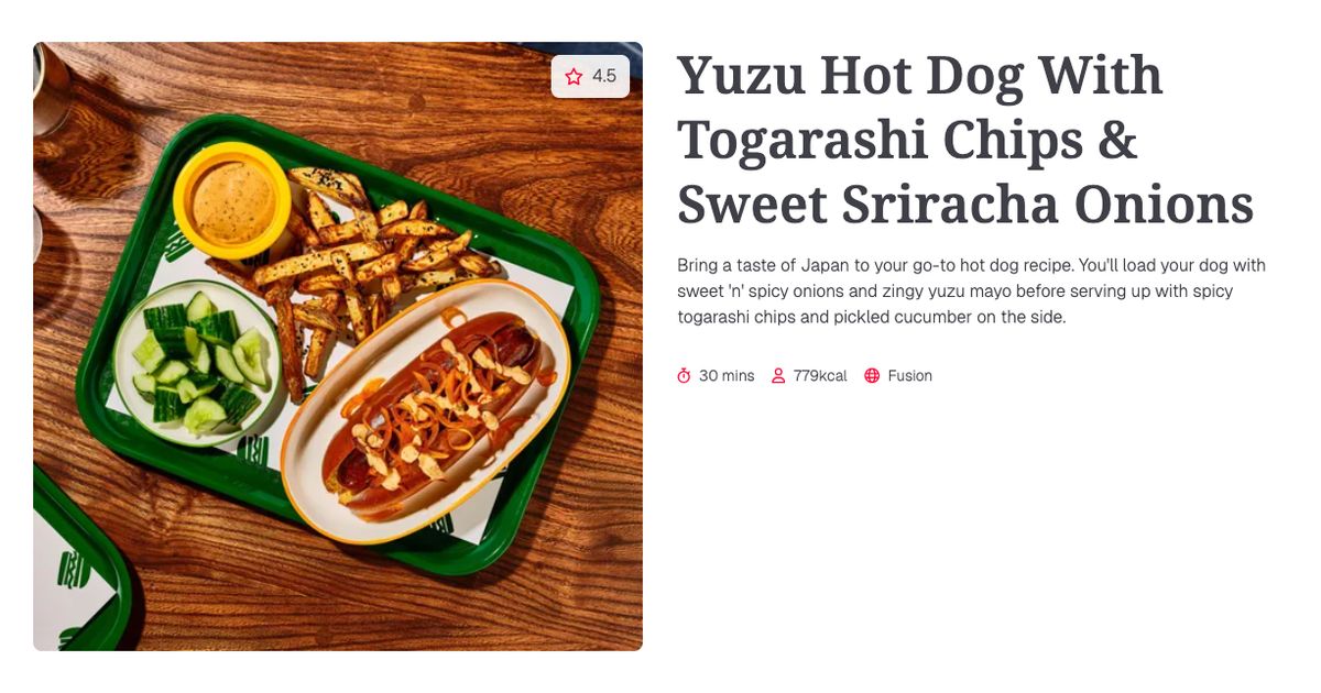 Yuzu Hot Dog With Togarashi Chips & Sweet Sriracha Onions (30 mins ...