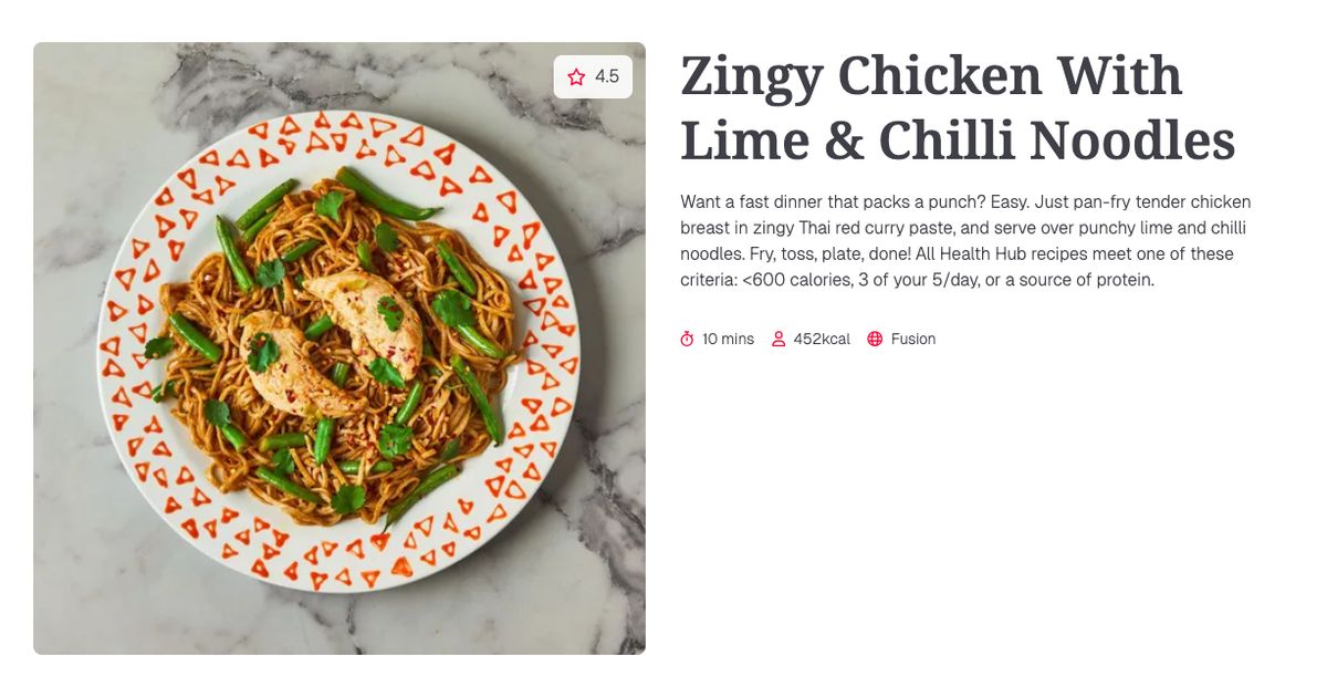 Zingy Chicken With Lime & Chilli Noodles (10 mins) | Gousto Recipe Search