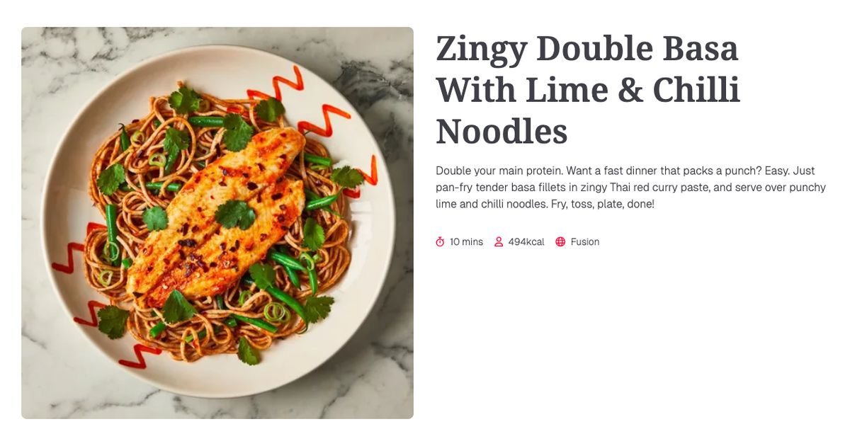 Zingy Double Basa With Lime & Chilli Noodles (10 mins) | Gousto Recipe ...