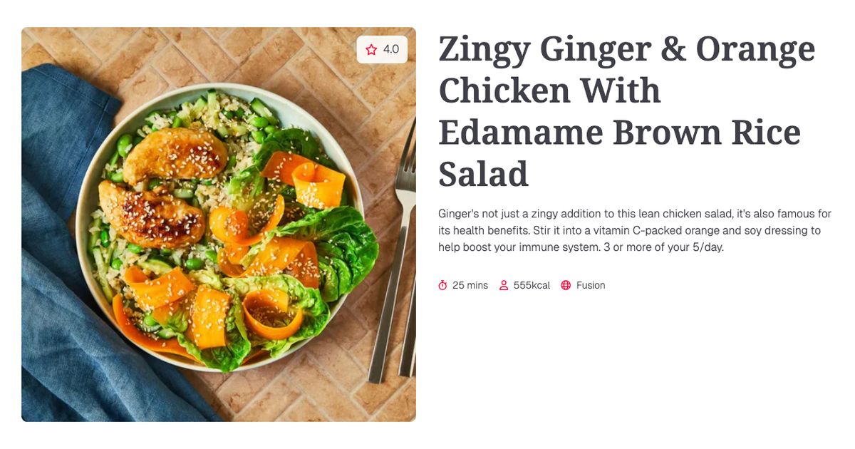 Zingy Ginger & Orange Chicken With Edamame Brown Rice Salad (25 mins ...