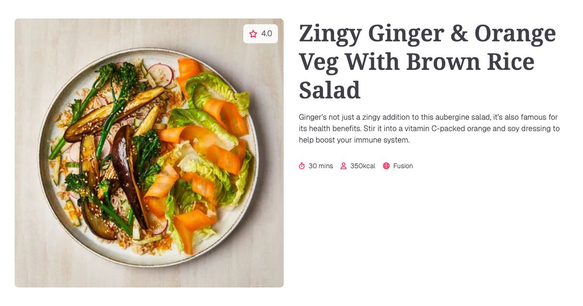 Zingy Ginger & Orange Veg With Brown Rice Salad (30 mins) | Gousto ...